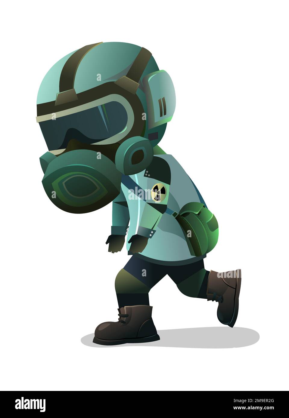 Man in gas mask goes sad. Character in chemical protection against ...