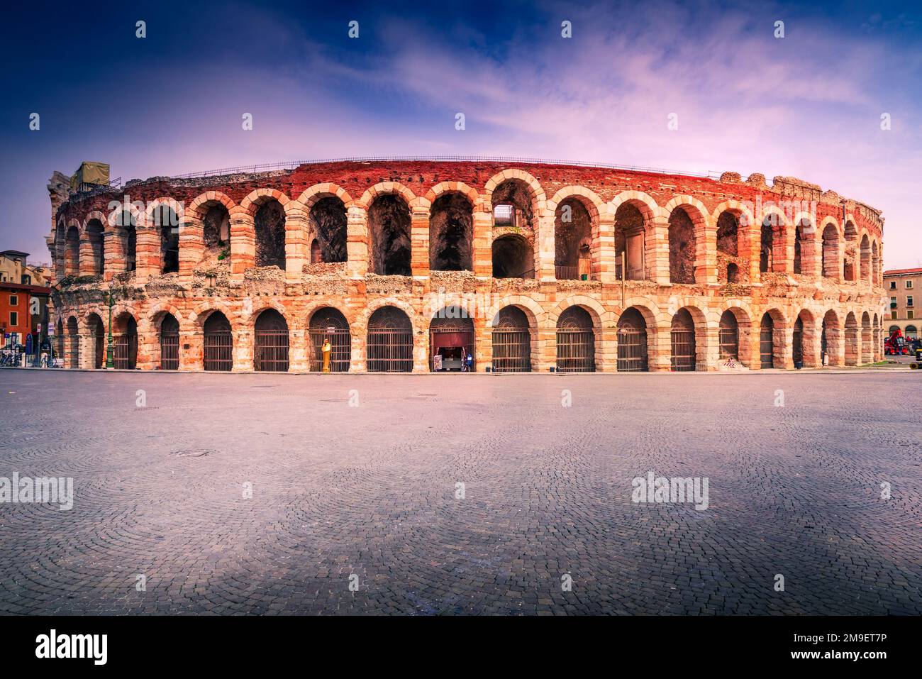 Verona, Italy. Scenic view of Piazza Bra with Arena, the third largest ...