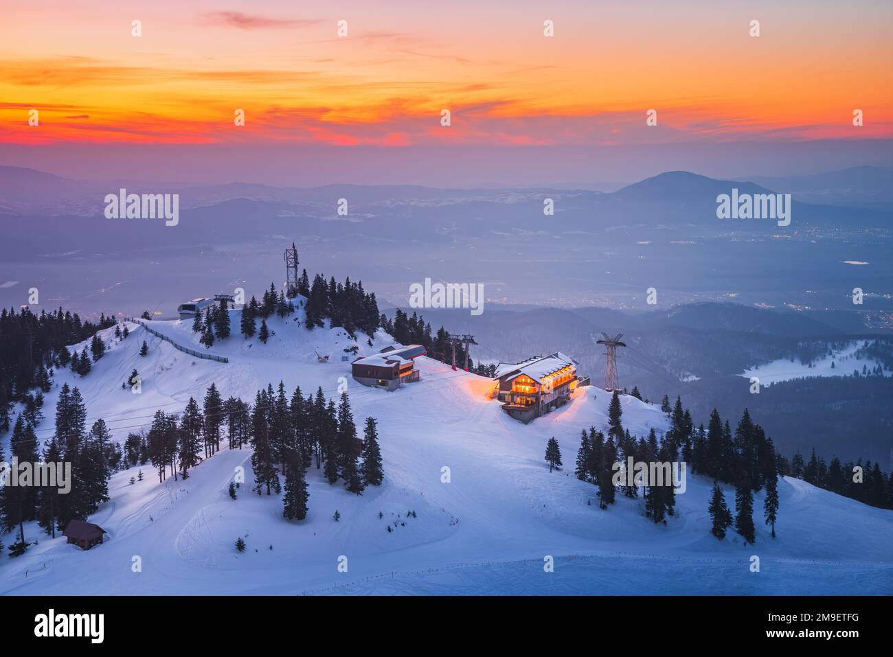 Poiana Brasov, Romania. Famous winter ski resort, Postavaru Mountain ...
