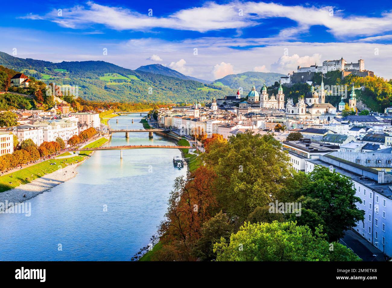 Salzburg, Austria. Beautiful view of Salzburg skyline with ...