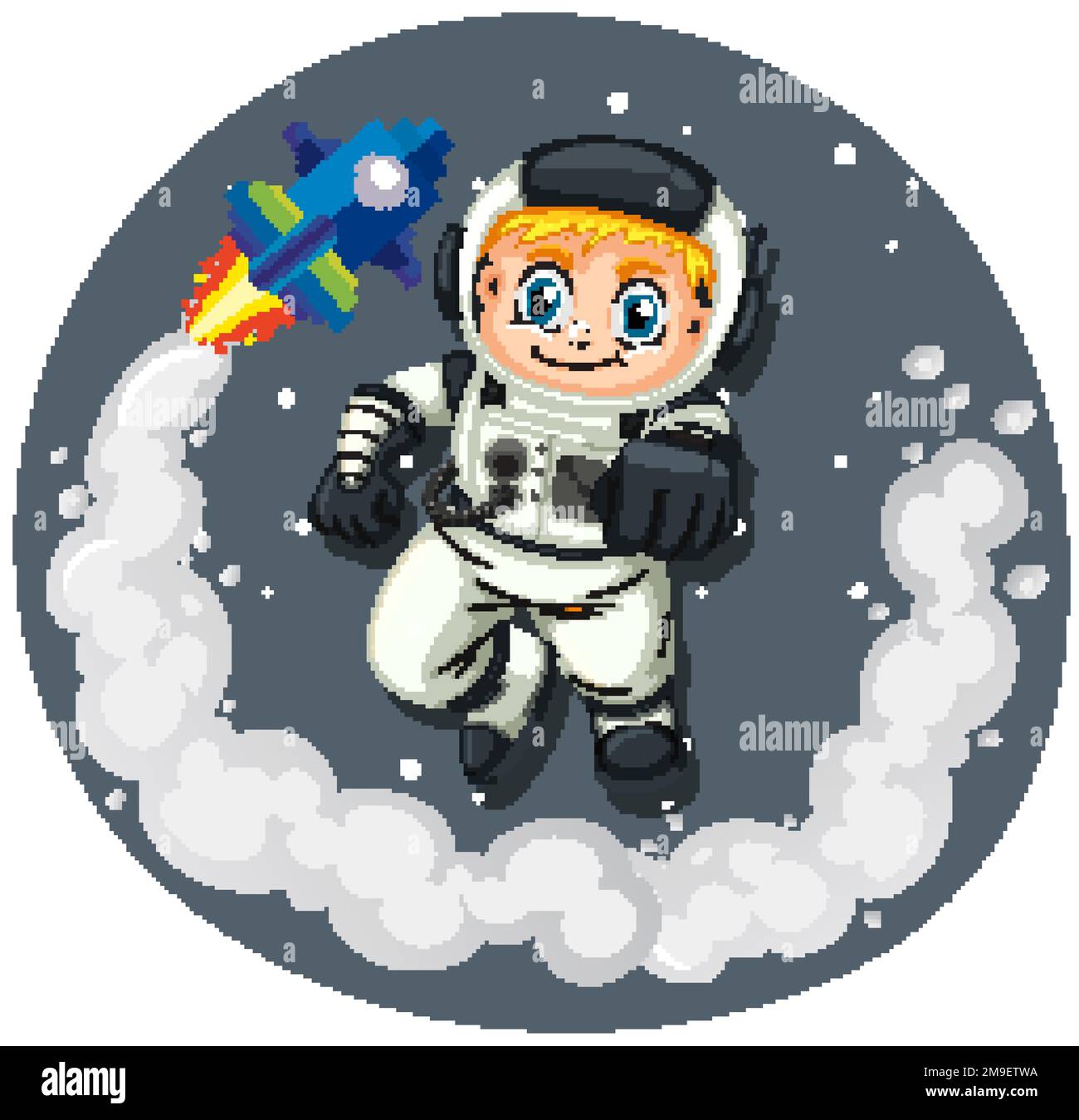 Astronaut in the space in cartoon style illustration Stock Vector Image ...