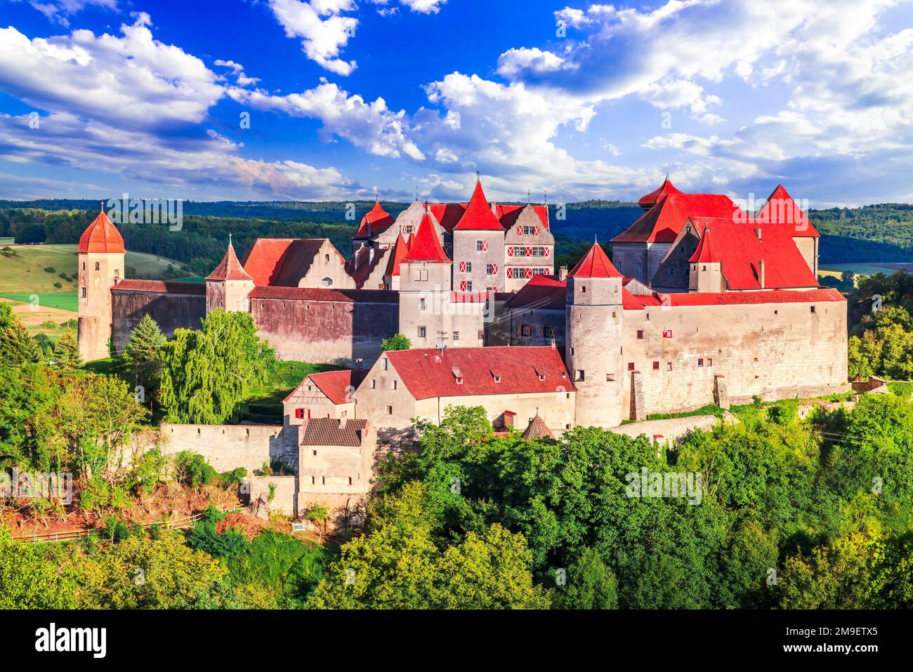 Harburg, Germany. Beautiful rural landscape with Harburg Castle ...