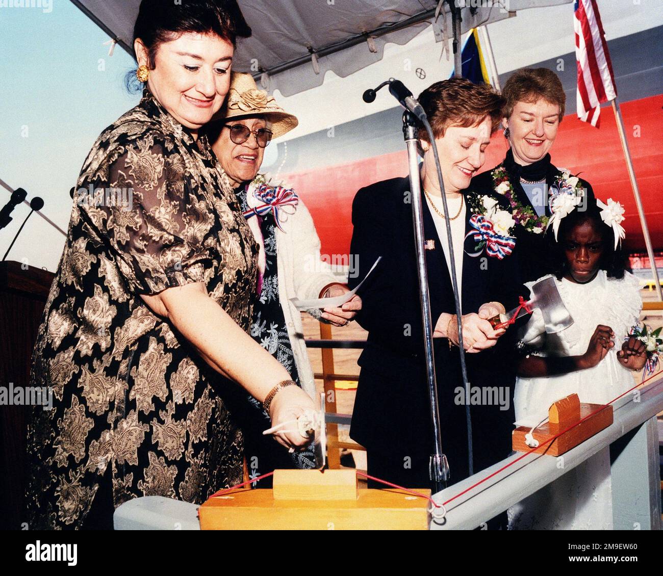 Mrs. Agnes Pilila'au Kim, ship's co-sponsor, Mrs. Mercy Pilila'au ...