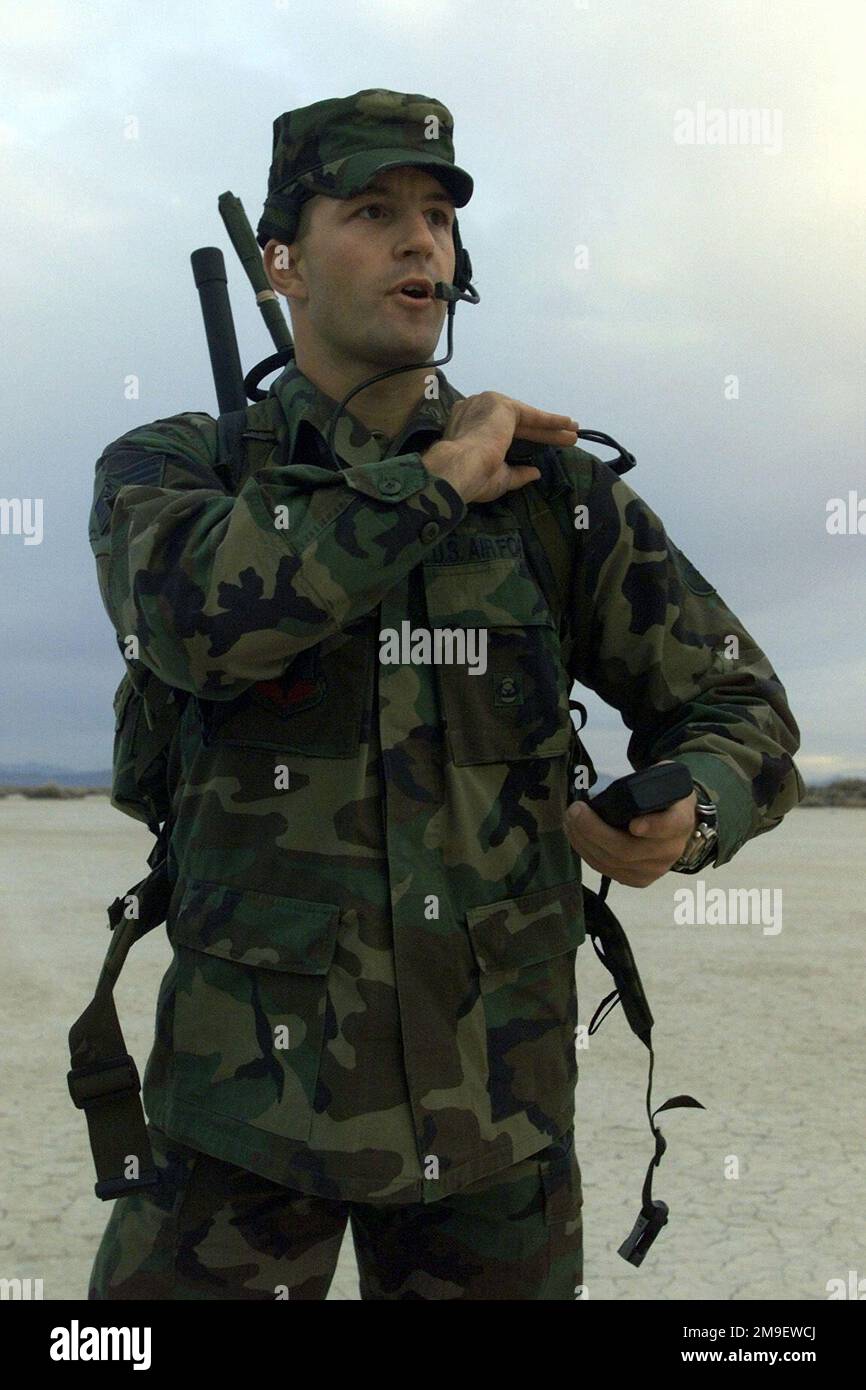 Straight on medium close-up shot as USAF STAFF Sergeant Chris Young, a ...