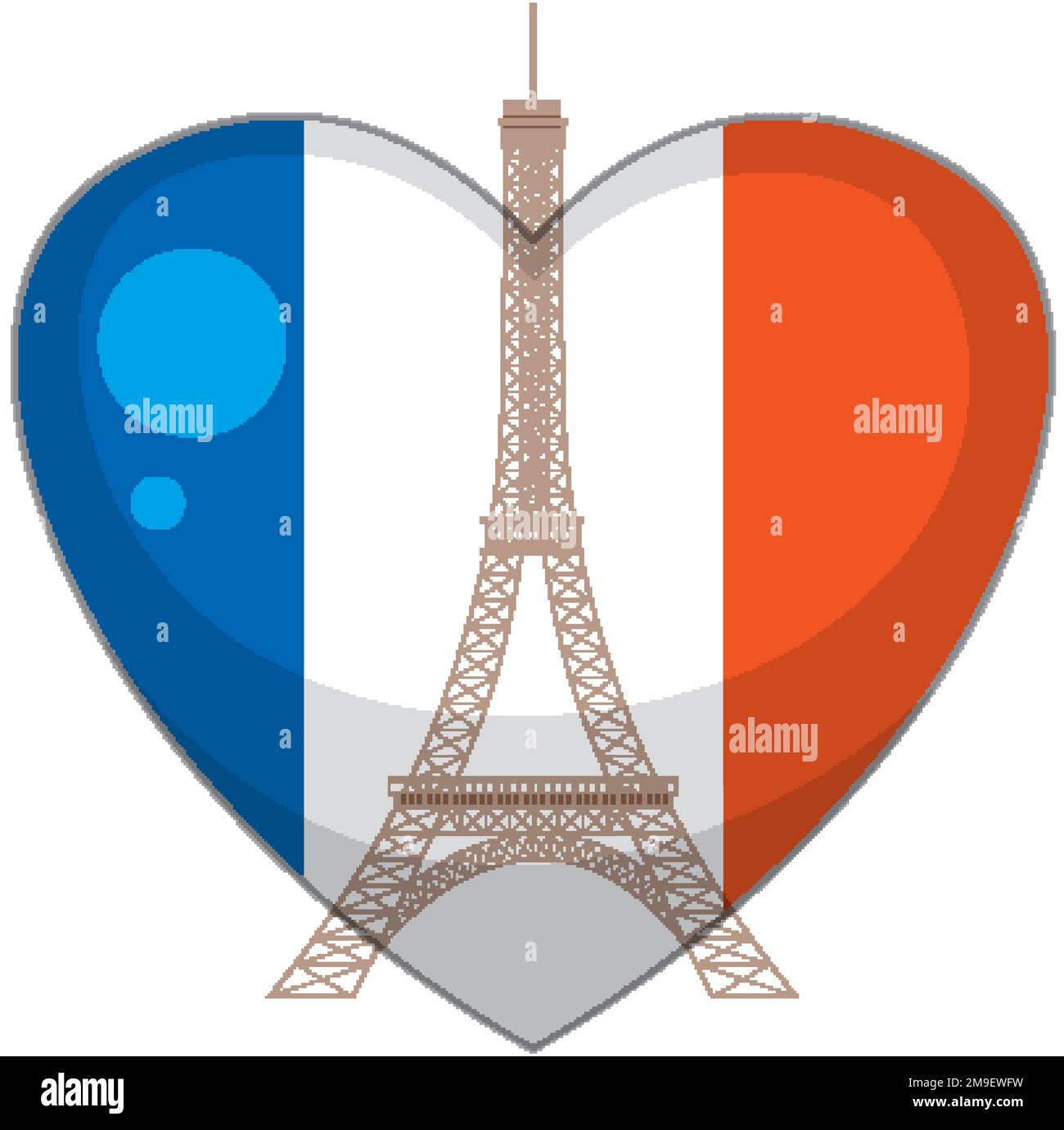 France heart flag icon with Eiffel tower Paris landmark illustration ...