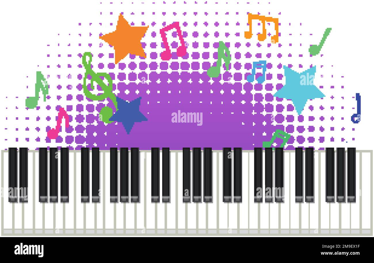 Piano keyboard with musical symbols illustration Stock Vector Image ...