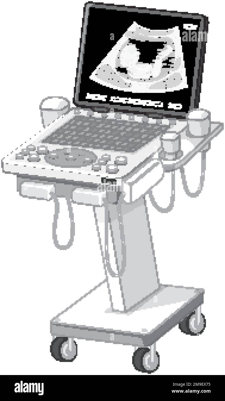 Pregnancy ultrasound monitor on white background illustration Stock ...