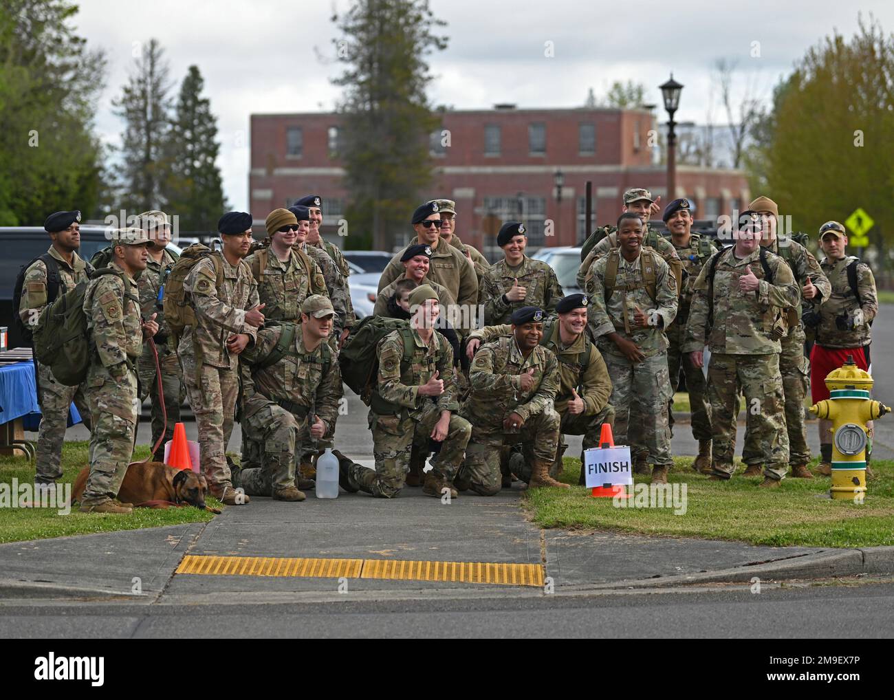 U.S. Airmen with the 627th Security Forces Squadron pose for a group photo before participating ...