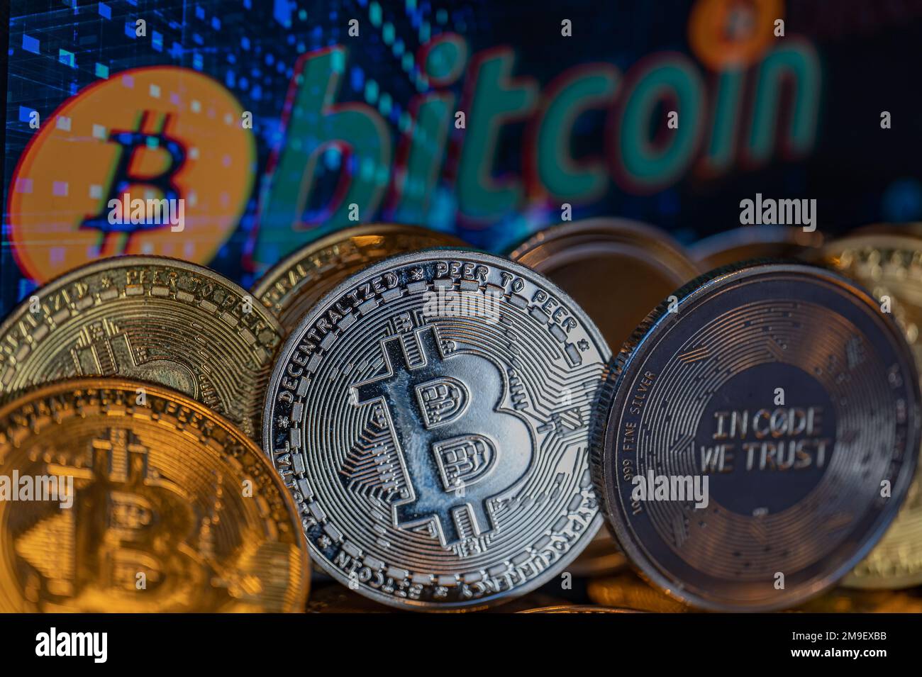 Photo illustration bitcoin logo hi-res stock photography and images - Alamy