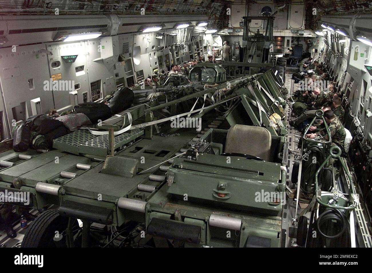 Interior shot inside the cargo bay of a USAF C-17A Globemaster III ...