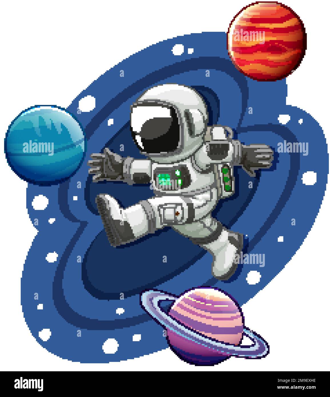 Astronaut in the space in cartoon style illustration Stock Vector Image ...