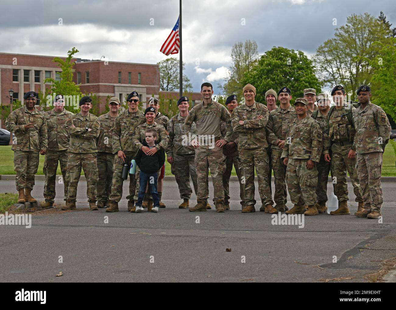 U.S. Airmen with the 627th Security Forces Squadron pose for a group photo after completing a ...