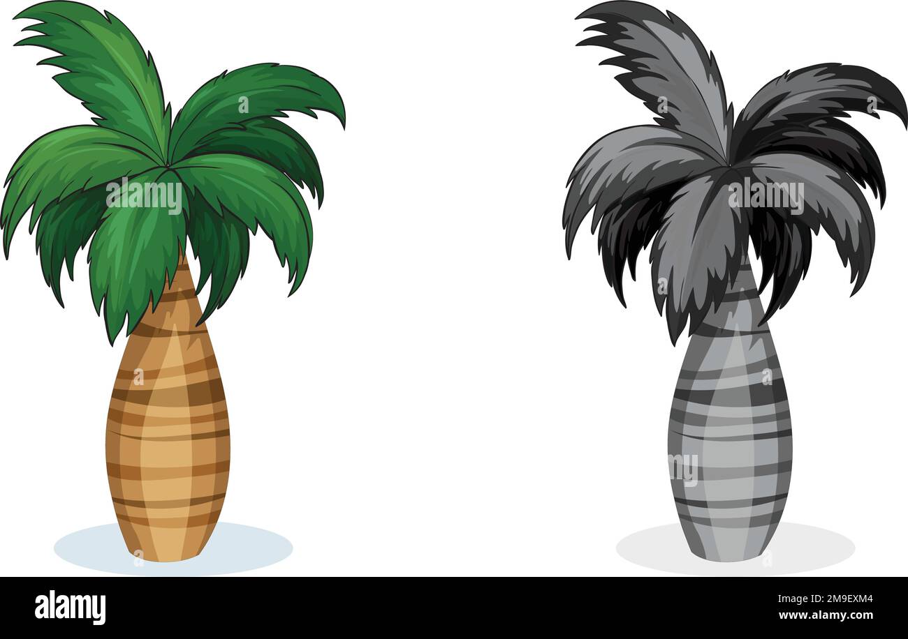 Tropical Palm Trees, Bright tropical decoration. Vector flat style ...