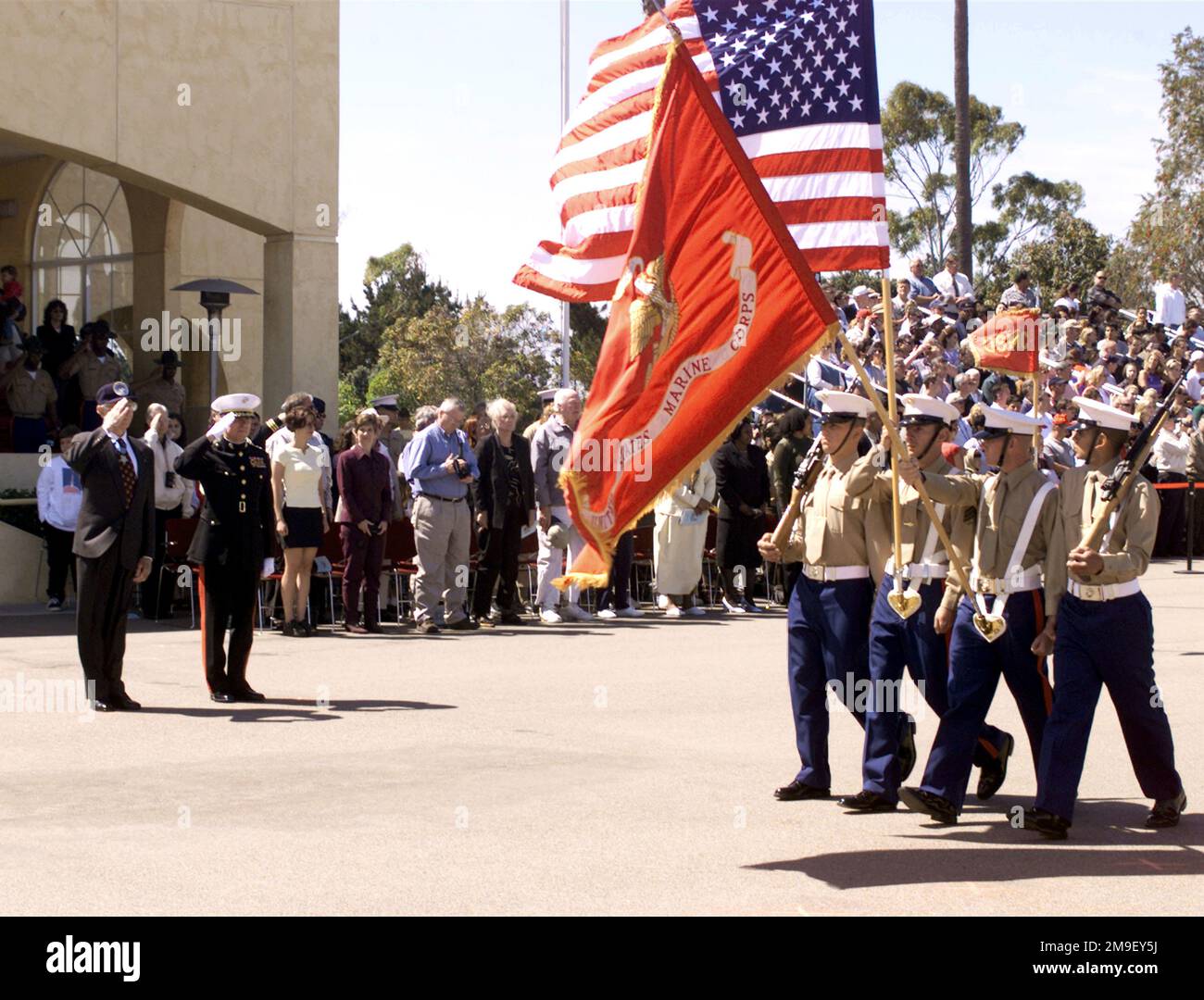US Marine Colonel (Retired) Mitch Paige (left, saluting) World War ll ...