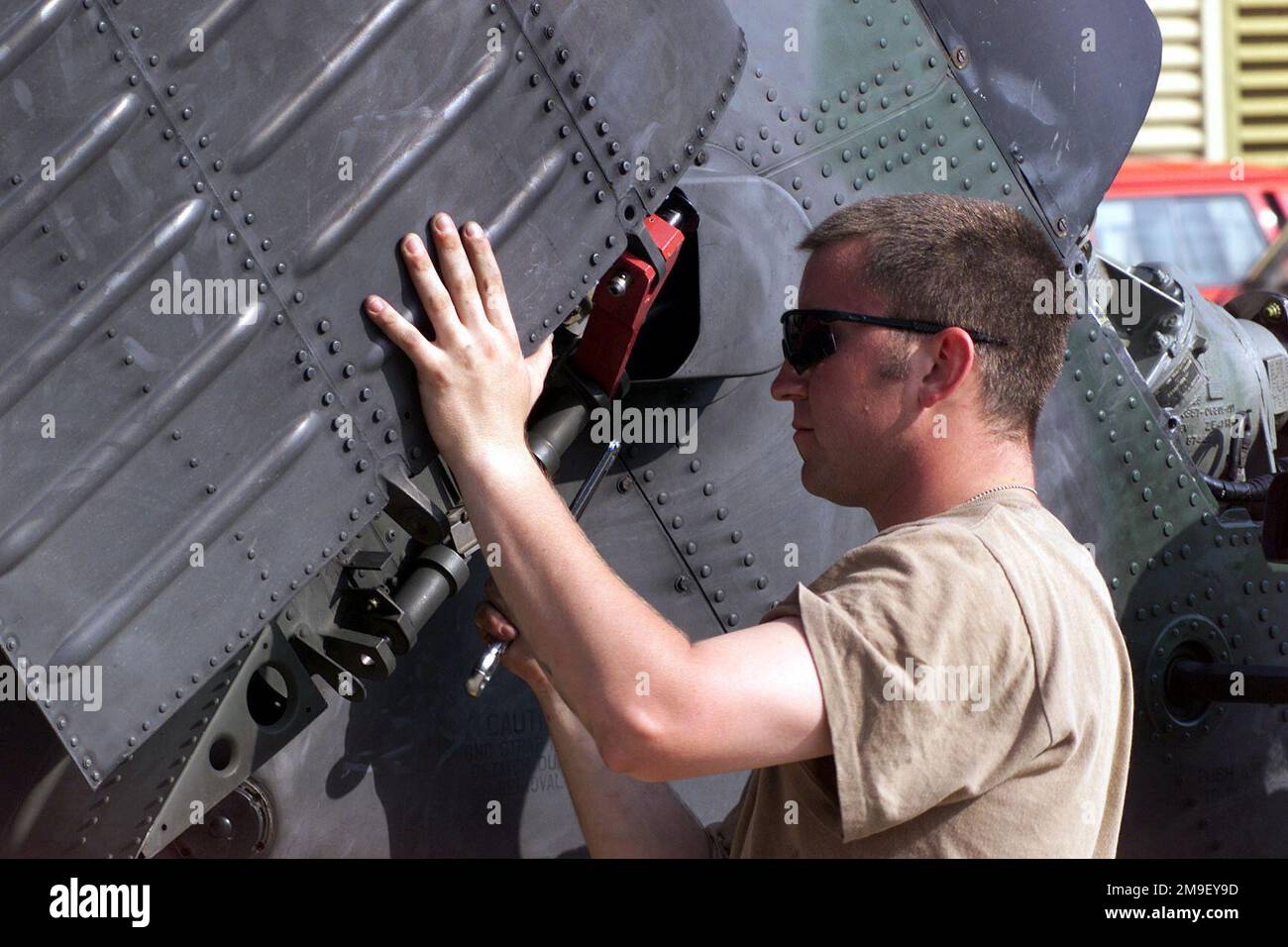 Medium close shot. AIRMAN First Class Brewster Esses, a MH-60 Pave Hawk ...