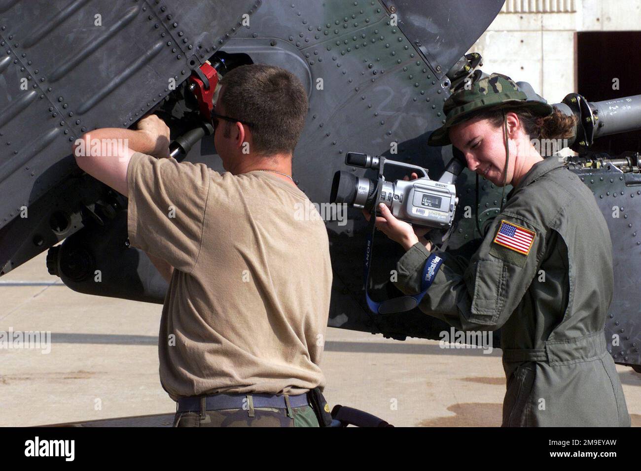 Medium close shot. AIRMAN First Class Brewster Esses, a MH-60 Pave Hawk ...