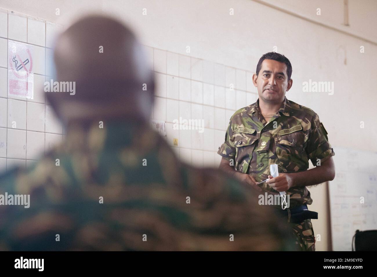 Major Elber Ramirez (Belize Defence Force), presents a decision brief ...