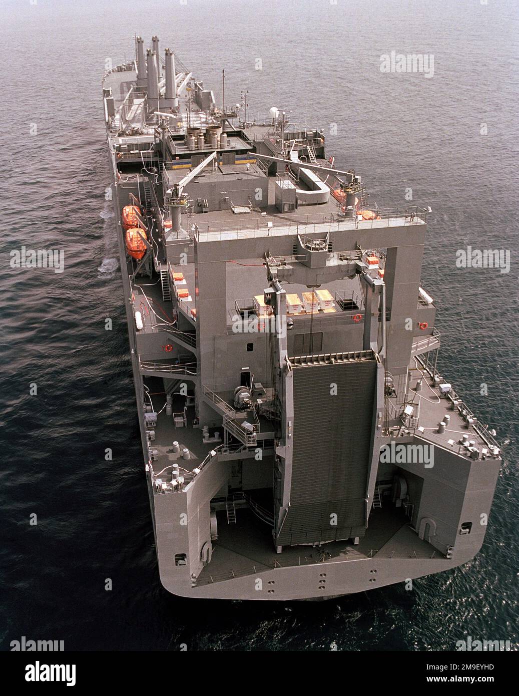 Oblique stern on view of the MSC (Military Sealift Command) strategic heavy lift ship USNS ...