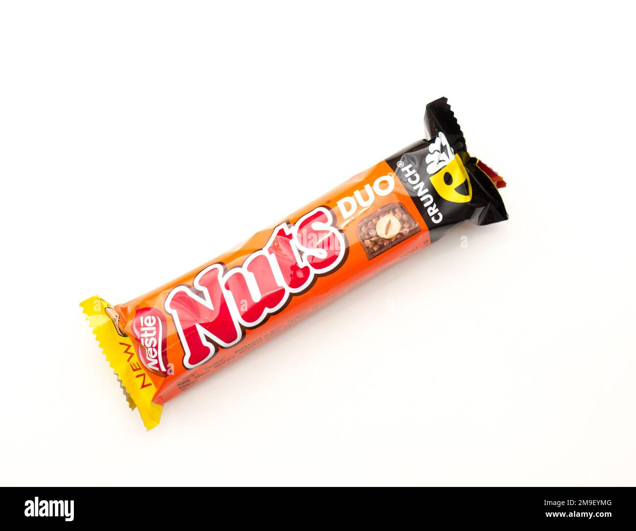NUTS Crunch Duo chocolate bar with hazelnuts Stock Photo - Alamy