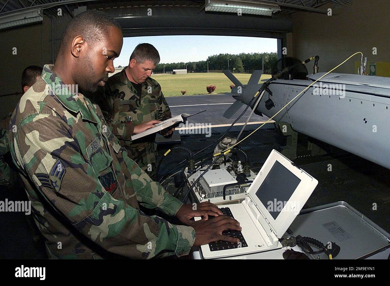 Right side profile medium close-up shot as US Air Force SENIOR AIRMAN ...
