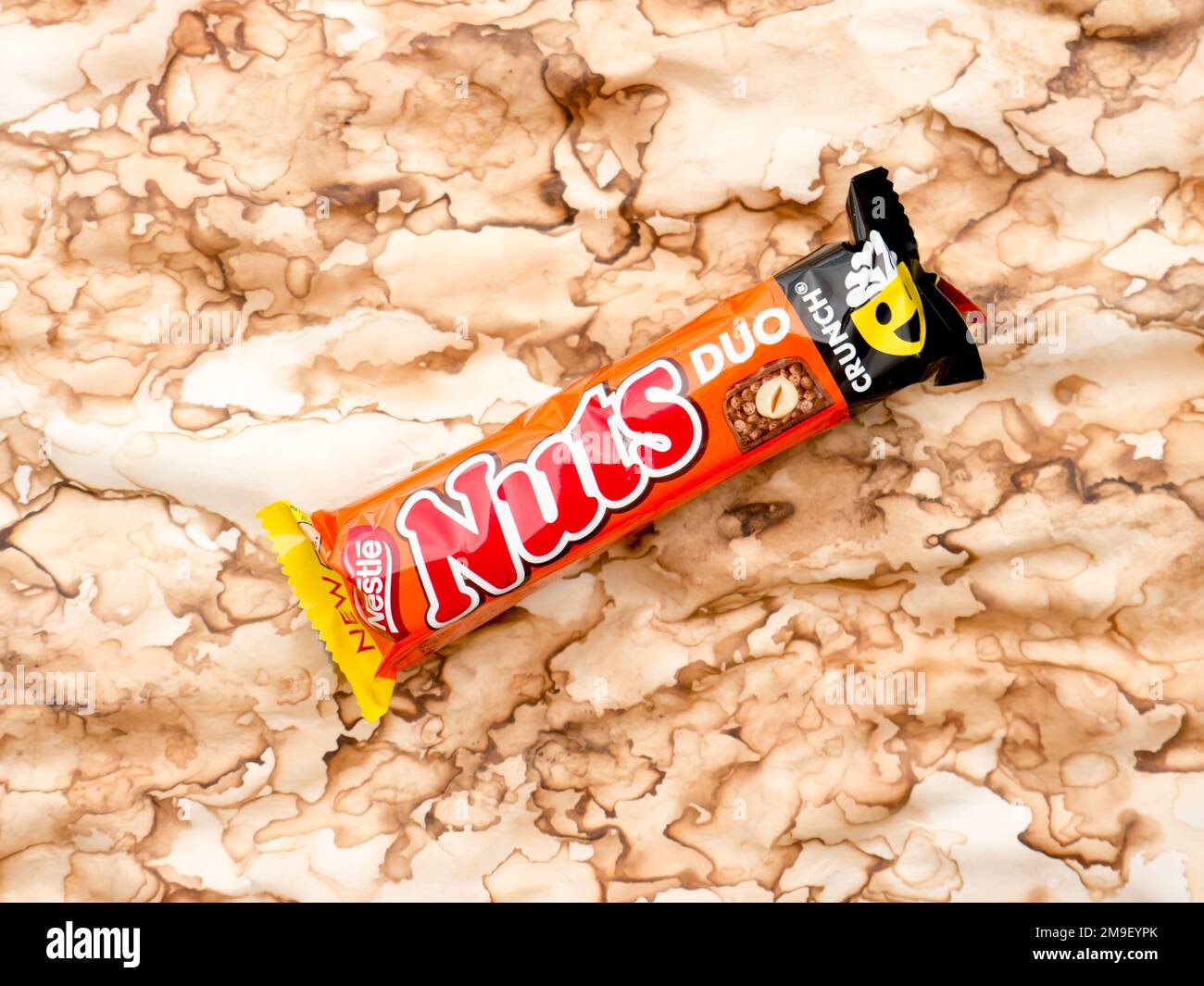 NUTS Crunch Duo chocolate bar with hazelnuts Stock Photo - Alamy