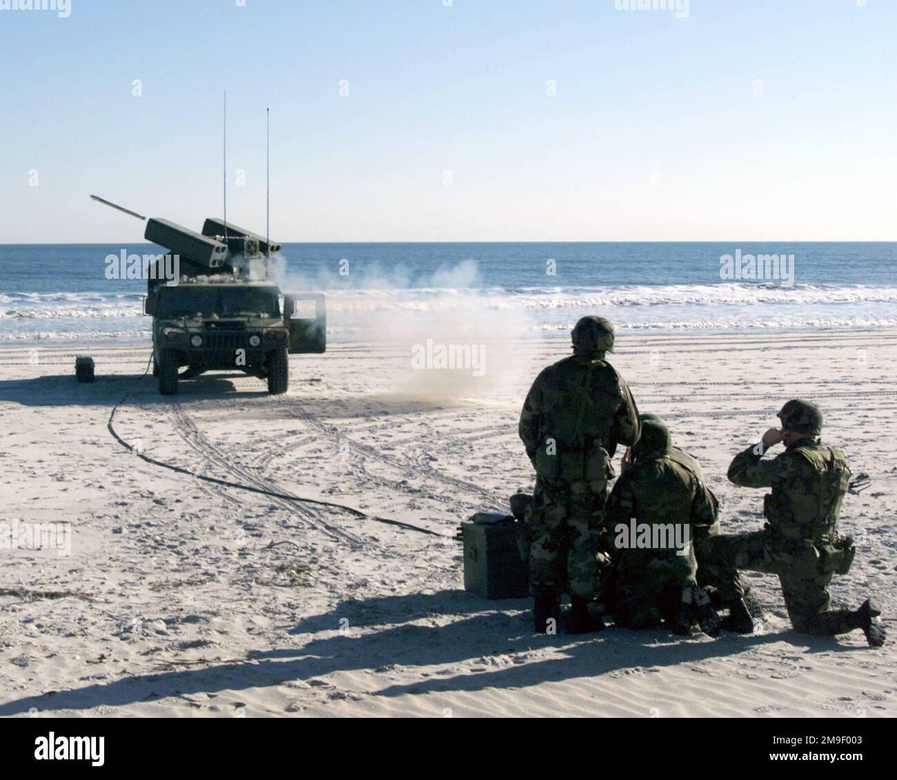 A stinger missile leaves its tube on an M-1097 AVENGER as Marines of 2d ...