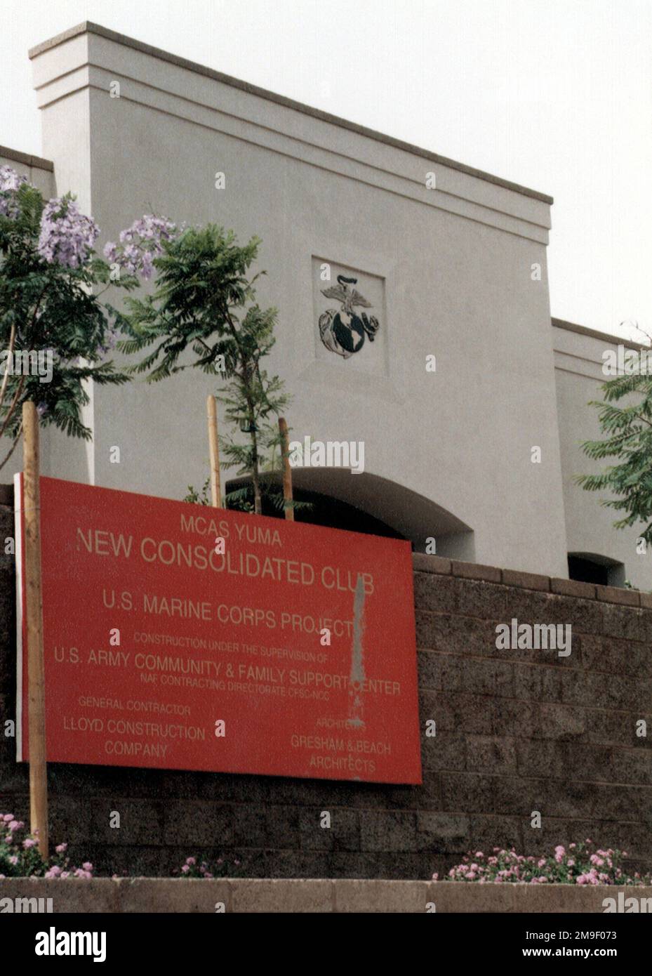 Shot of the entrance to the new all ranks club at Marine Corps Air ...