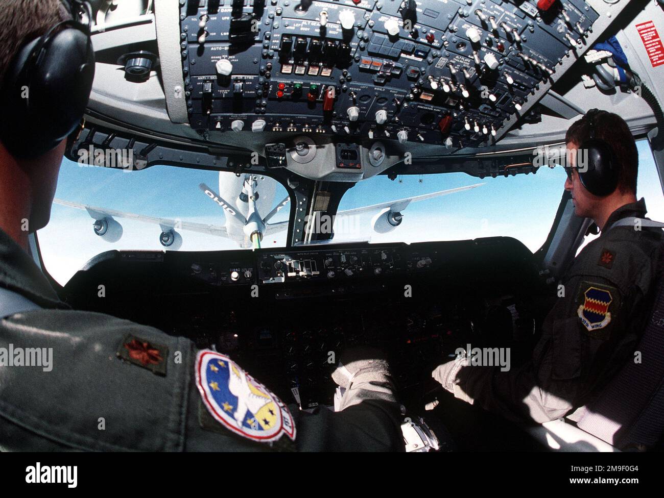 Shot inside the cockpit of an E-4B aircraft, as the aircraft is being ...