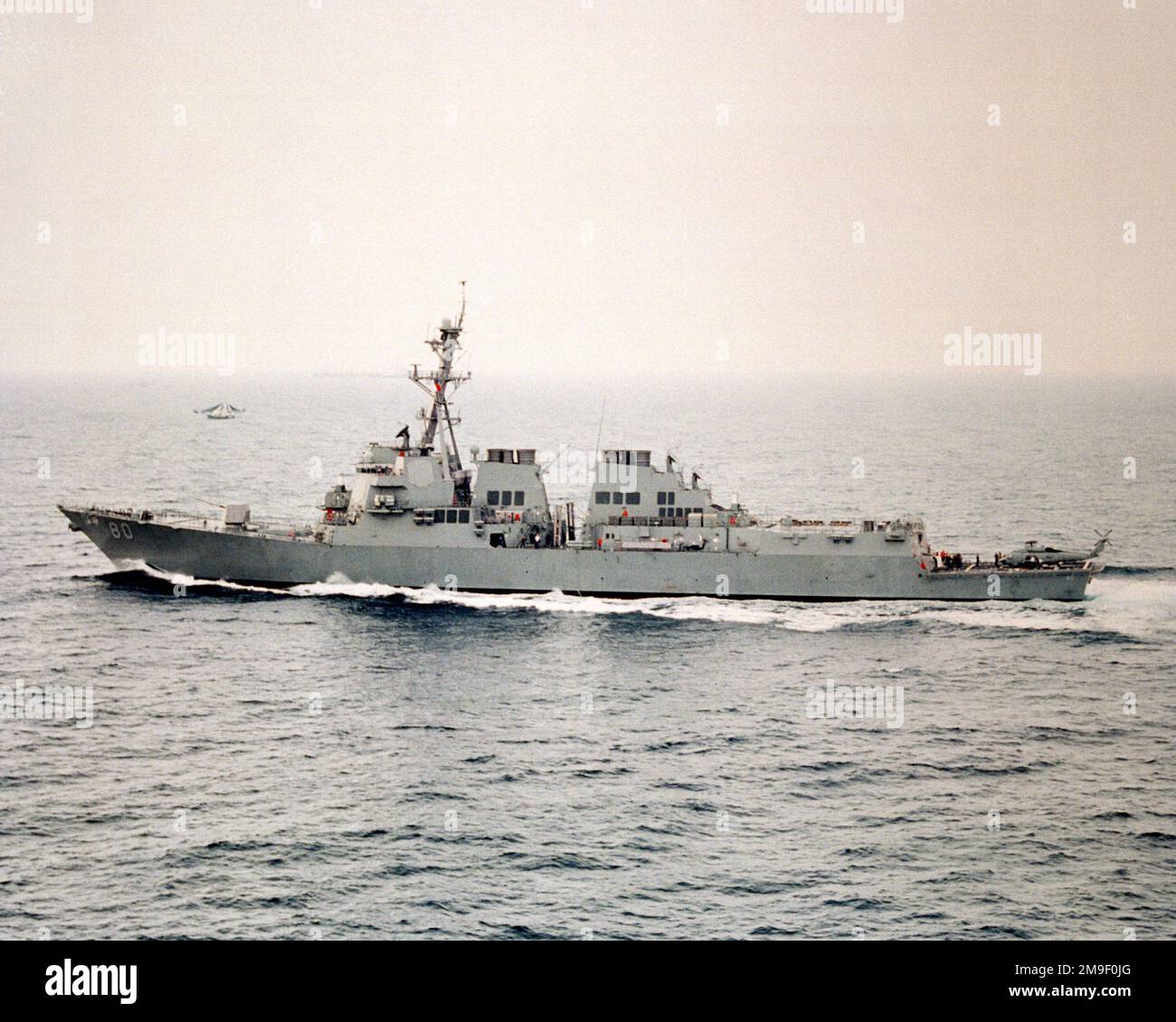 Port beam view of the Arleigh Burke Block II Aegis class guided missile ...