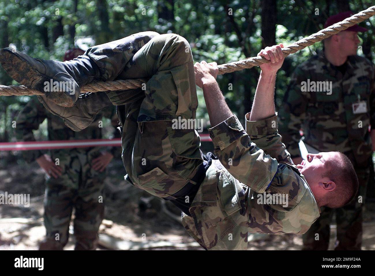 Right side profile medium close-up shot as US Air Force AIRMAN First ...