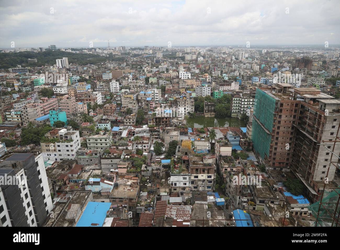 Top angle view of Chattogram city residential and financial buildings ...