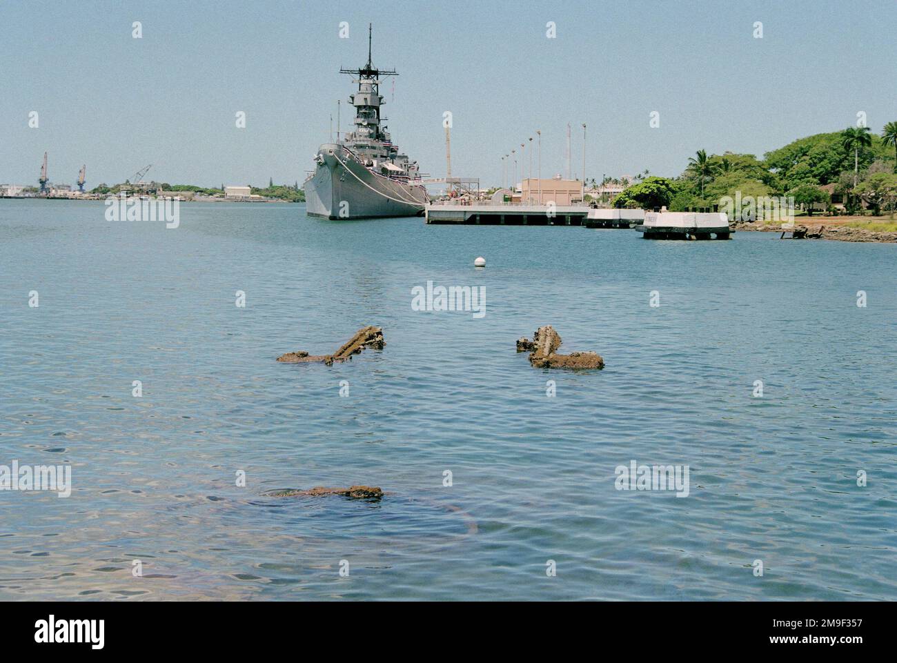 View looking forward at the side bulkheads of B turret of the sunken ...