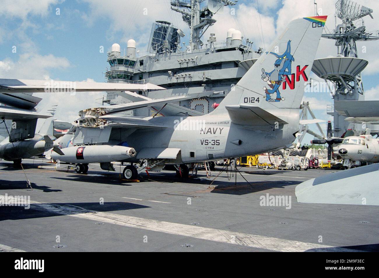 Left rear view of a S-3A Viking aircraft of Anti-Submarine Squadron ...