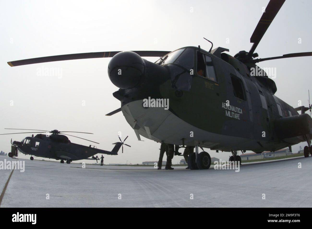 H-3 (Pelican) helicopters from the Italian Air Force get ready to ...