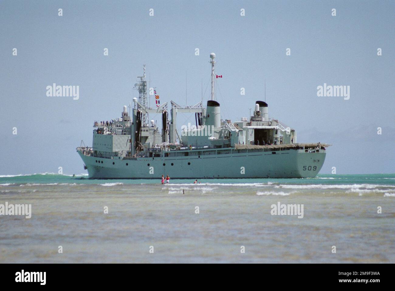 Port quarter view of the Canadian replenishment ship HMCS PROTECTEUR ...