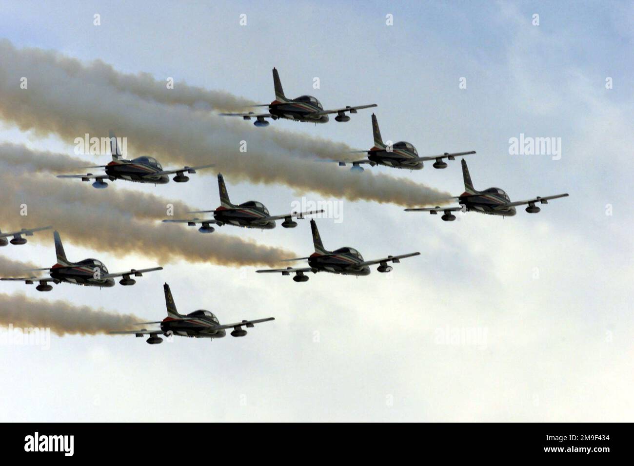 Frecce Tricolore, The Italian National Aerobatic Team, does a low pass ...