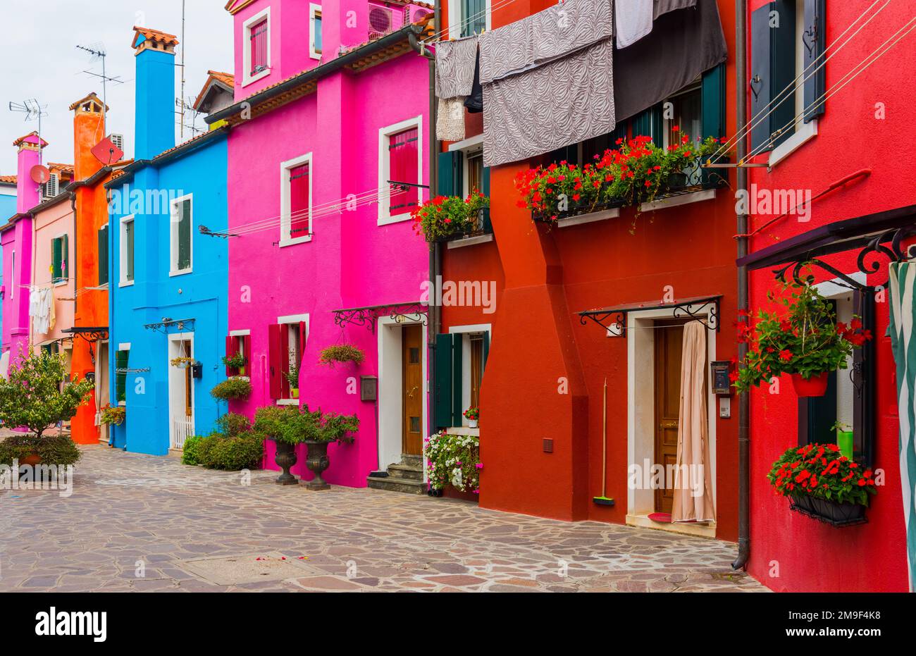 BURANO ISLAND, VENICE, ITALY. Colorful traditional houses in the Burano ...