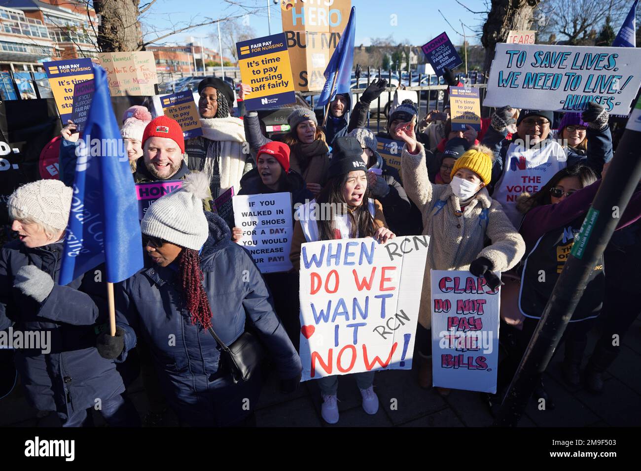 Members of the Royal College of Nursing (RCN) on the picket line ...