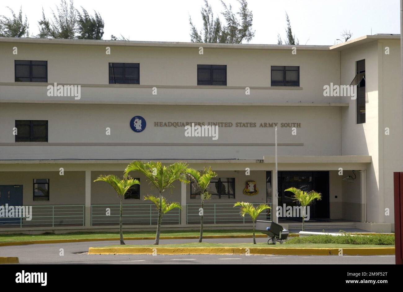 Shot of the US Army South Headquarters, building 390, Fort Buchanan ...