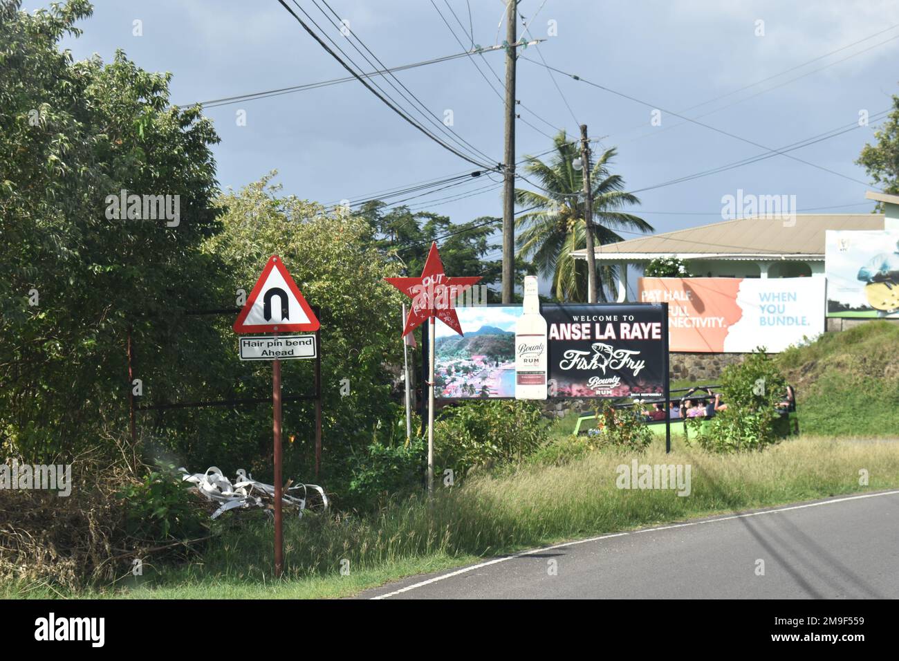 Welcome sign to the fishing village of Anse La Raye in St. Lucia Stock ...