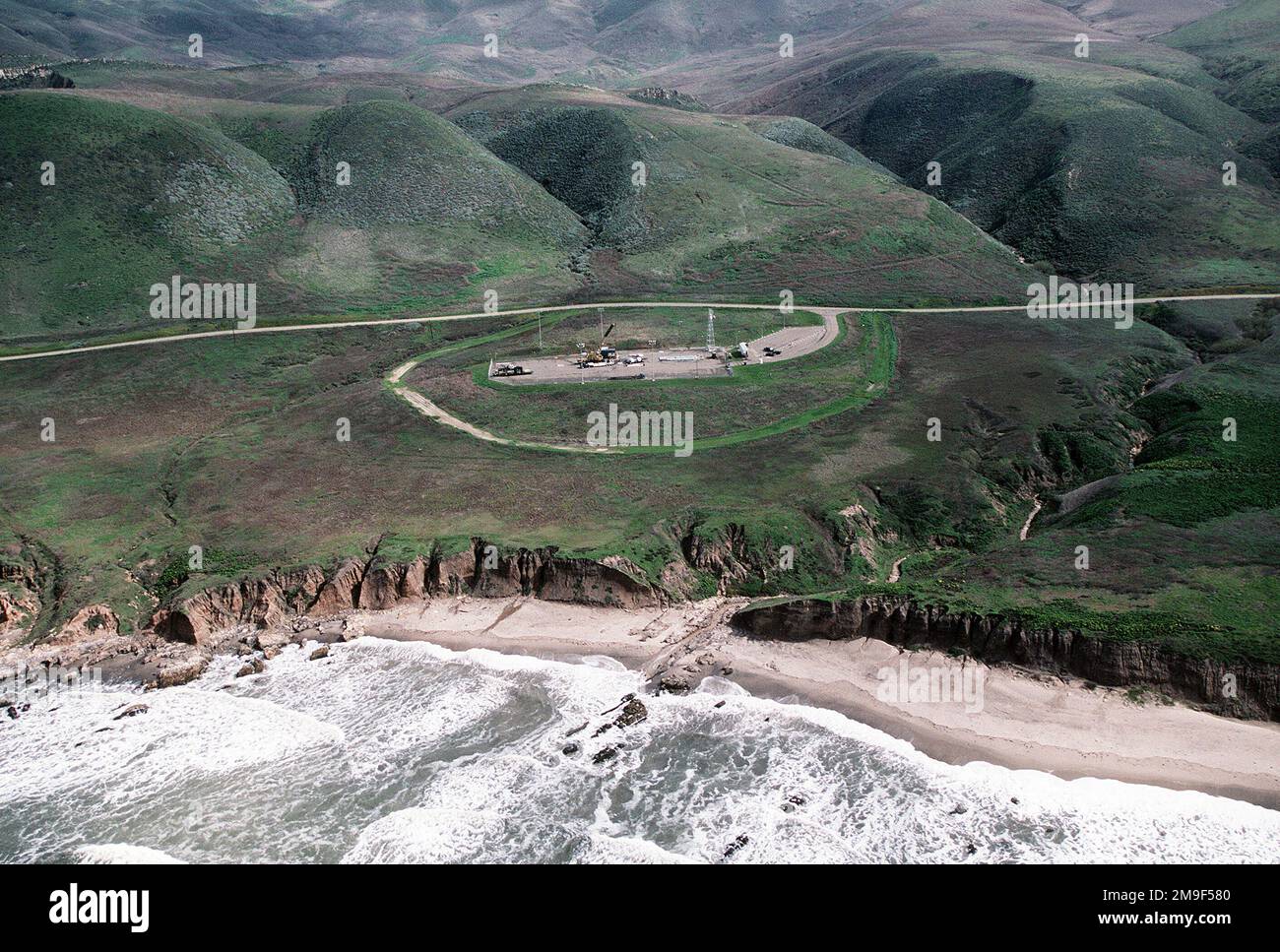 An air to ground extreme long shot of a remote Peacekeeper missile ...