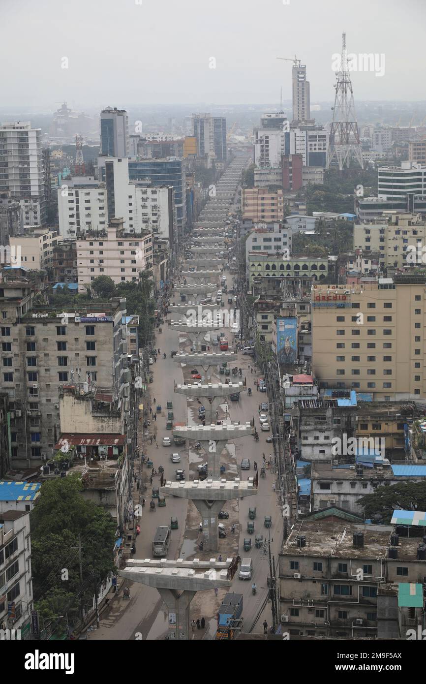 Top angle view of Chattogram city residential and financial buildings ...