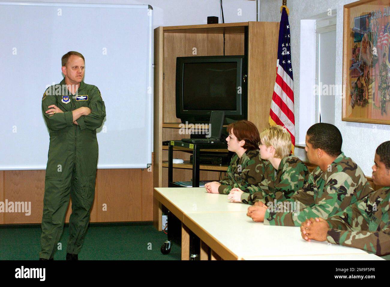 Straight on medium shot as US Air Force Major General Kenneth Hess ...