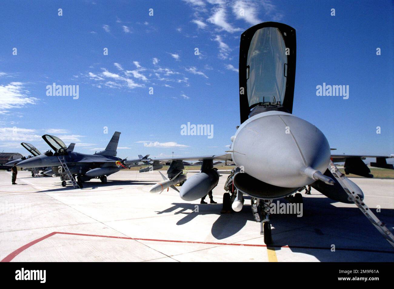 F-16s sit ready on the ramp at Hill Air Force Base, Utah. The 169th ...