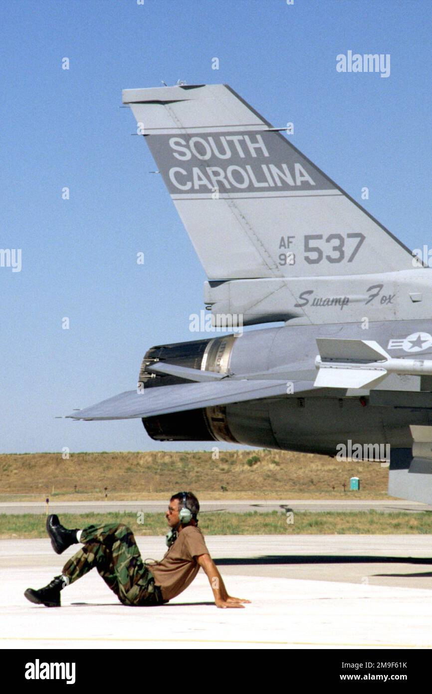 A member of the 169th Fighter Wing (FW) of the South Carolina Air ...
