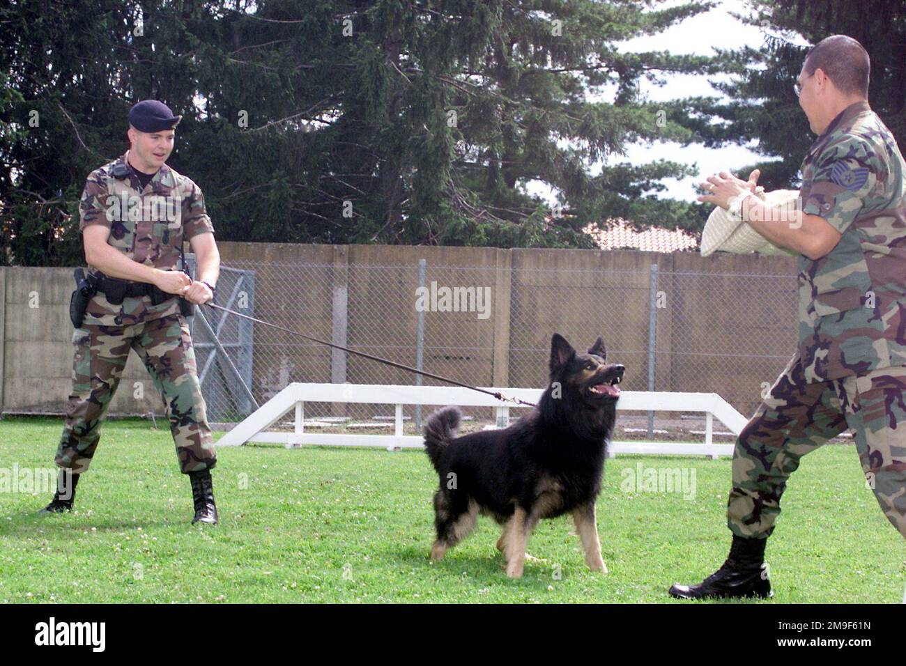 USAF SENIOR AIRMAN Scott Titkemeier, 31st Security Forces (Left), keeps ...