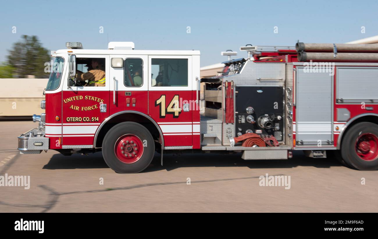 Airmen from the 49th Civil Engineer Squadron drive a fire truck to ...