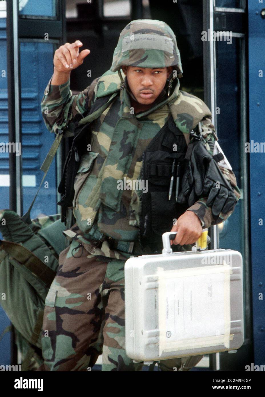 A US Air Force member of the 621st Air Mobility Operation Group ...