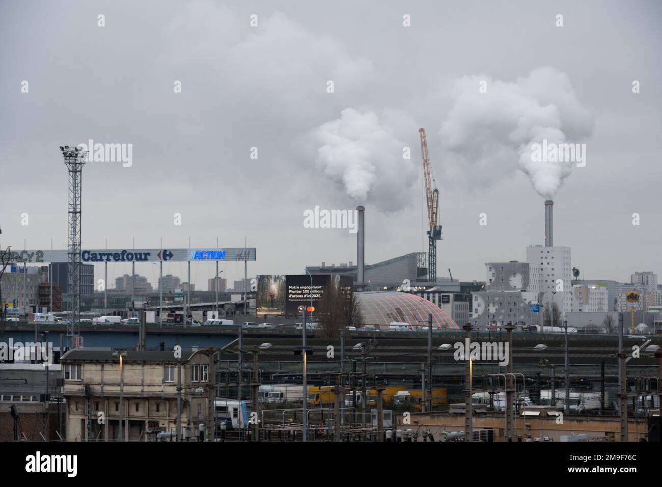 Illustration of pollution in Paris, France on January 17, 2023. Smoke ...