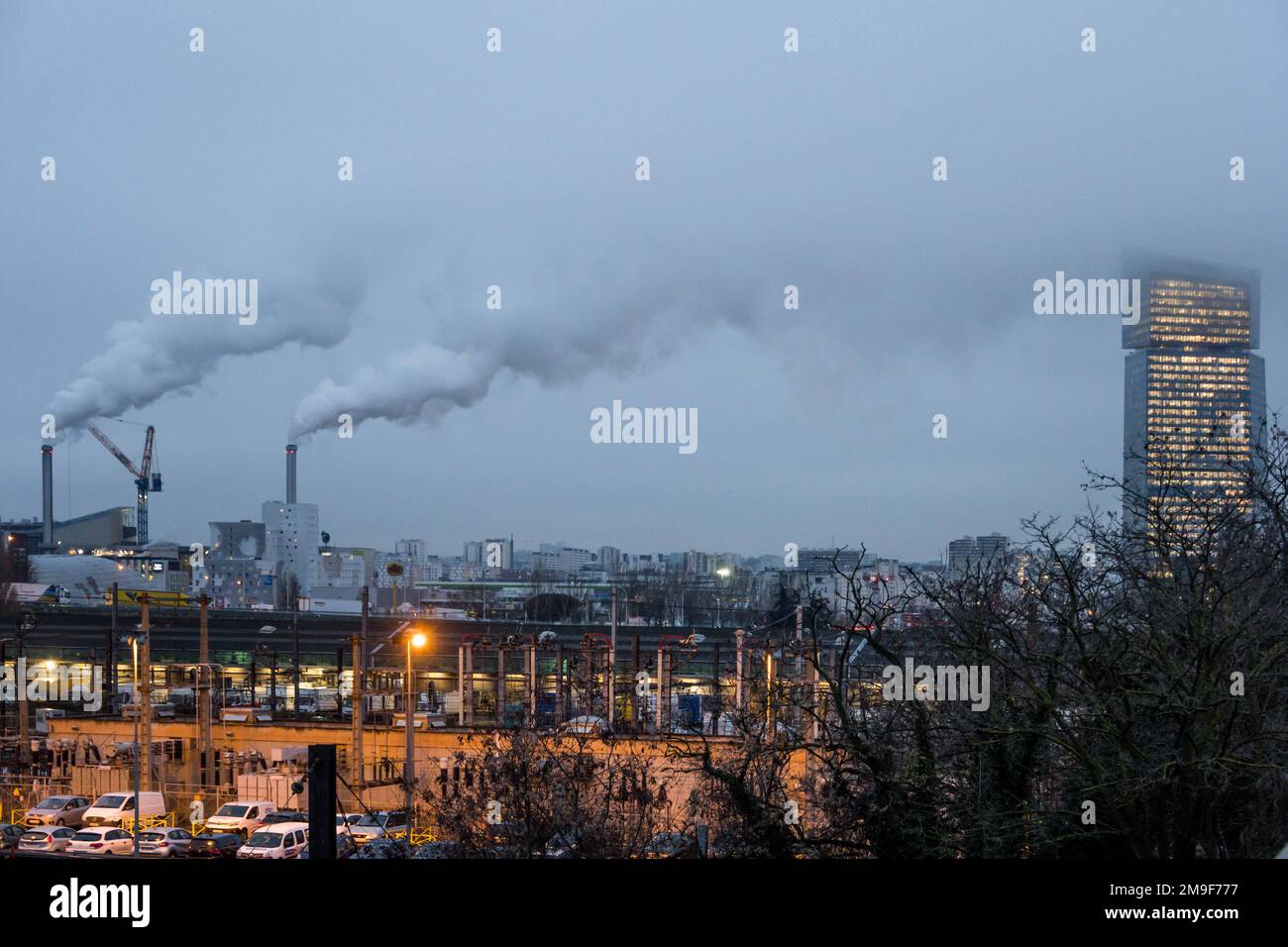 Illustration of pollution in Paris, France on January 17, 2023. Smoke ...